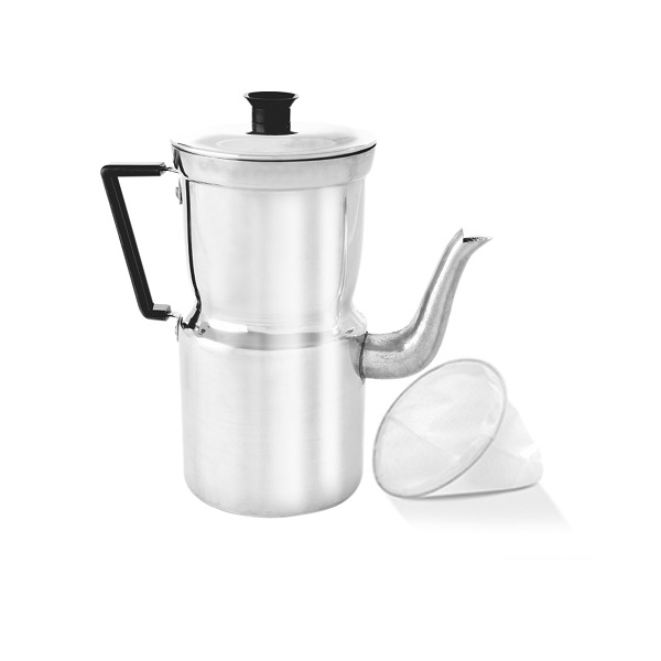 Cafetera de aluminio con colador 13 cms Arary - Loymil SA