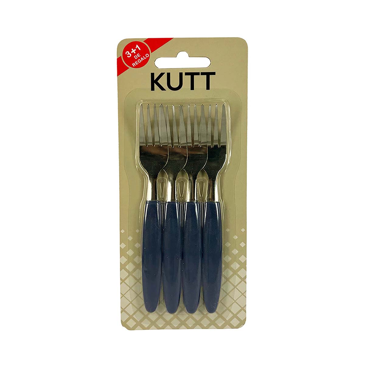 Set 3+1 Tenedor KUTT mango plástico azul - Loymil SA